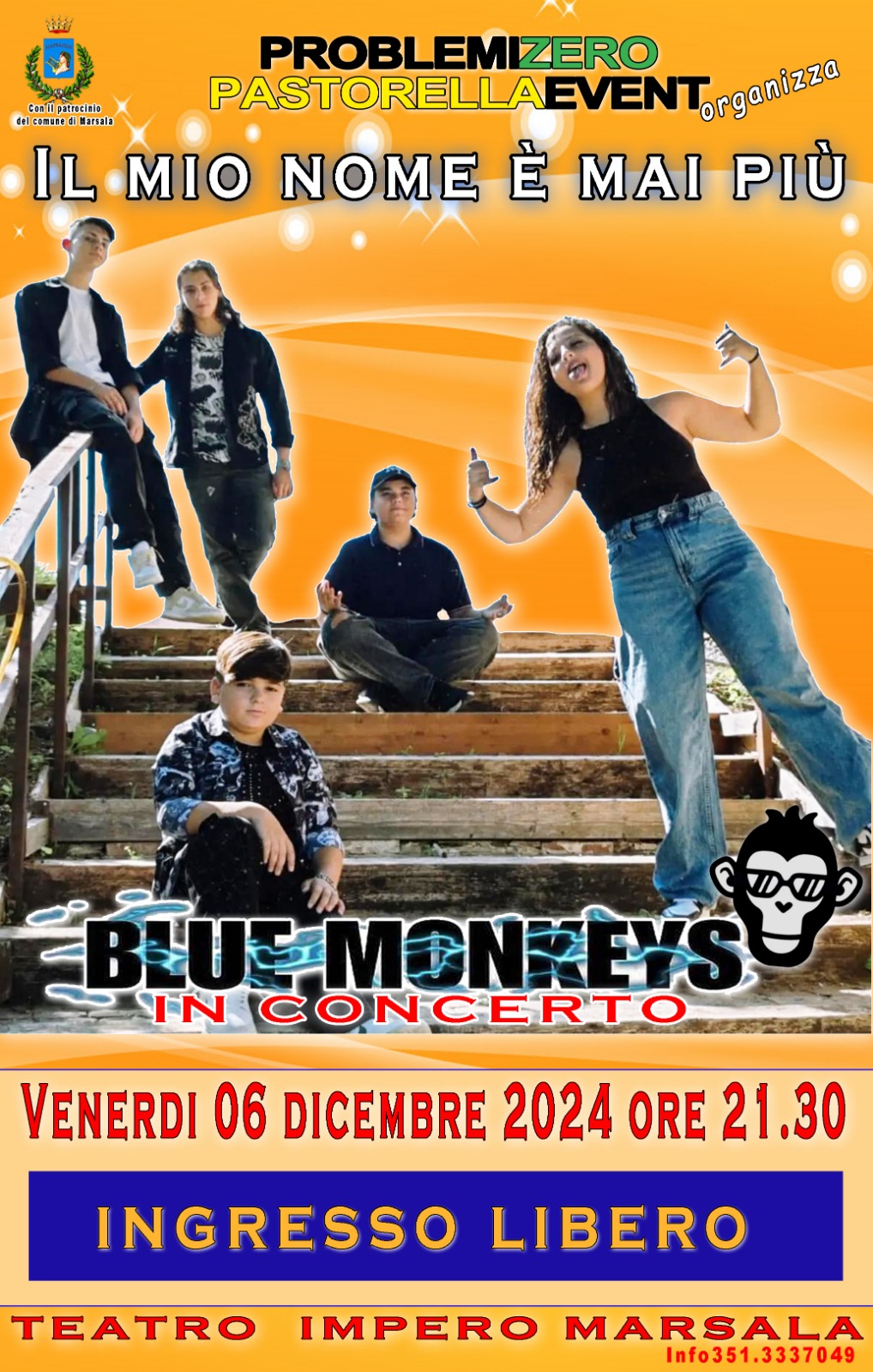 "Il Mio Nome è Mai Più": i Blue Monkeys in concerto al Teatro Impero di Marsala